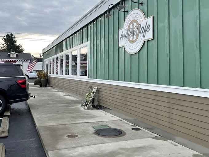 Classic coastal cafe architecture that looks like it stepped out of a postcard and decided to serve breakfast.