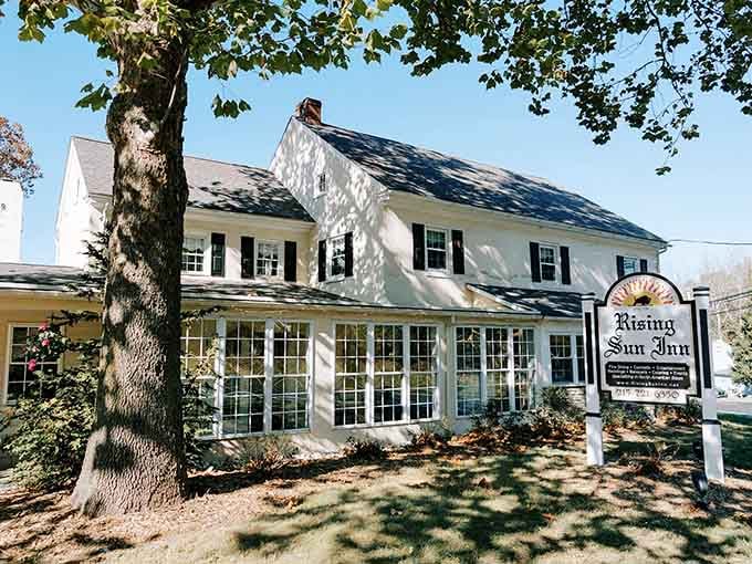 Colonial charm meets culinary excellence at this historic Telford gem where prime rib reigns supreme.