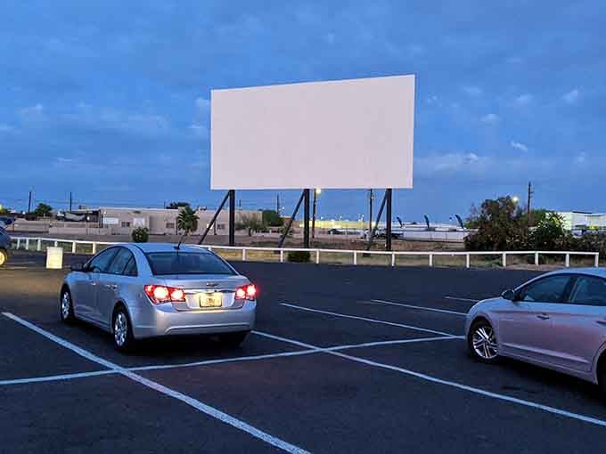 That blank screen holds infinite possibilities, like a canvas waiting for Hollywood's next masterpiece under Arizona skies.