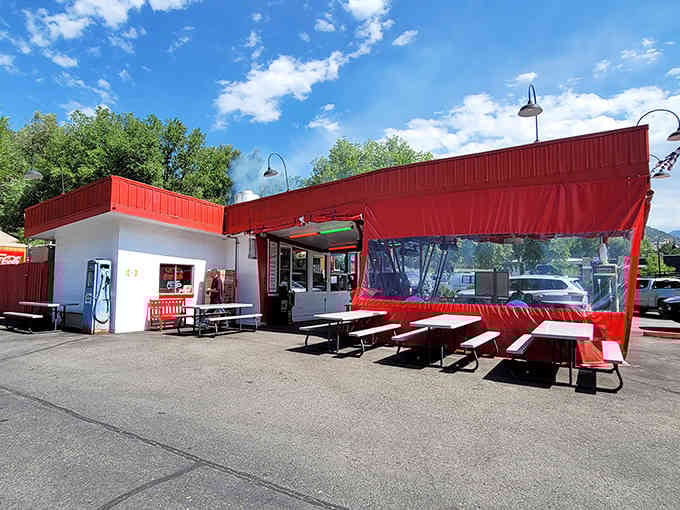 That brilliant red exterior isn't just eye-catching, it's basically a beacon for anyone within a five-mile radius craving real food.