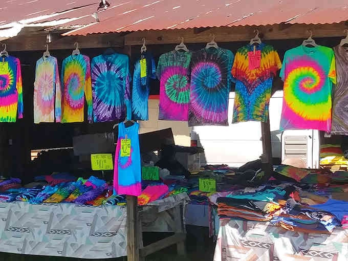 A rainbow explosion of tie-dye that would make any music festival jealous, proving groovy never goes out of style.
