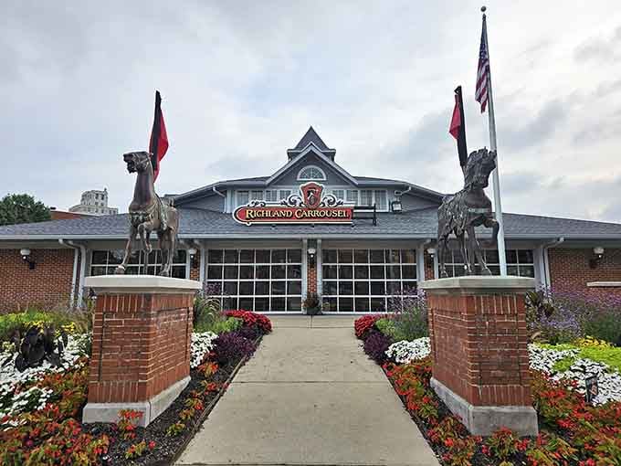The flower-lined entrance feels like stepping into a storybook where the only requirement is remembering how to smile.
