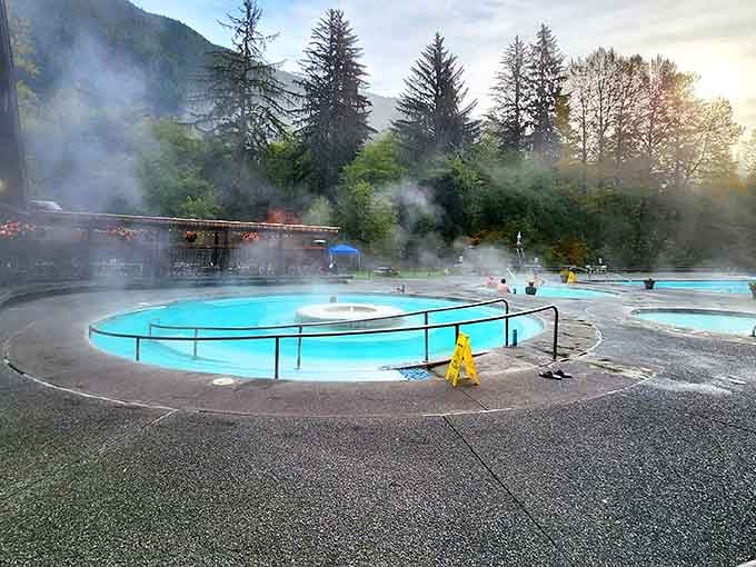 Steam rising from turquoise pools surrounded by ancient forest feels like discovering nature's own luxury spa experience.