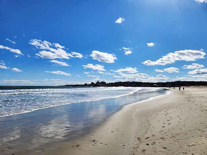 That mirror-like reflection on the wet sand creates a double dose of sky that'll make your camera roll very happy.