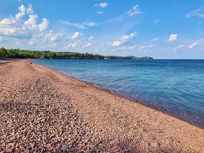 Pink pebbles stretching to the horizon prove Mother Nature has better interior design skills than most of us.