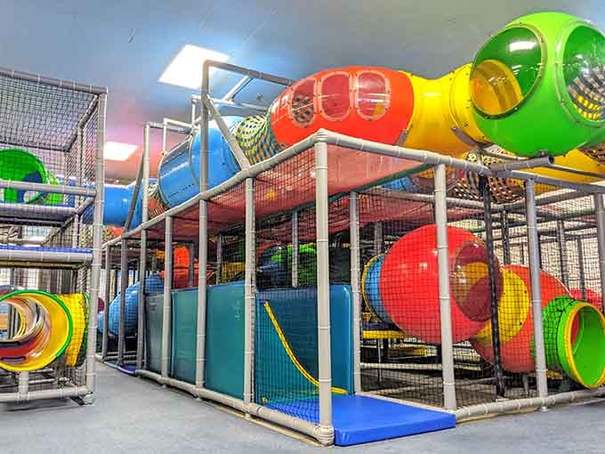 The massive climbing structure features tunnels, slides, and colorful obstacles that will keep your kids entertained for hours on end.