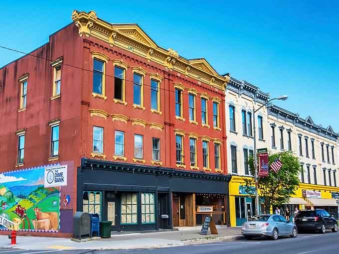 Those colorful storefronts aren't trying to get your attention, they just naturally have it like a peacock at a pigeon convention.