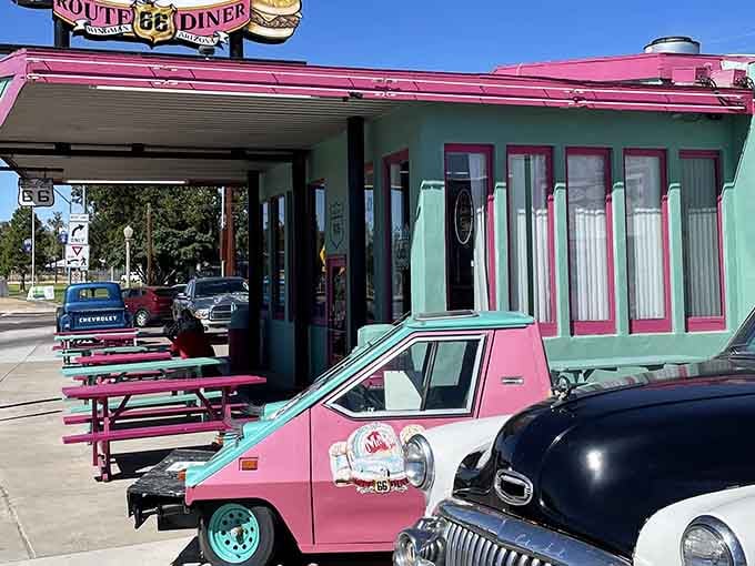 The vintage truck isn't just decoration; it's a promise that authenticity lives here on Route 66.