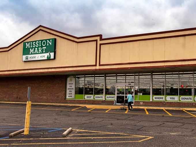 The green and tan exterior might look modest, but inside lies a treasure trove worth exploring.