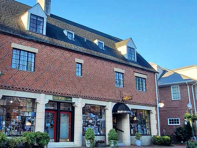 Village street lined with local businesses proves retirement doesn't mean giving up on discovering new favorite spots regularly.