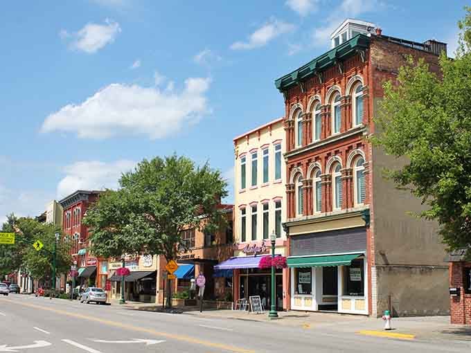 Historic storefronts painted in cheerful colors line streets where your retirement dollars actually mean something.
