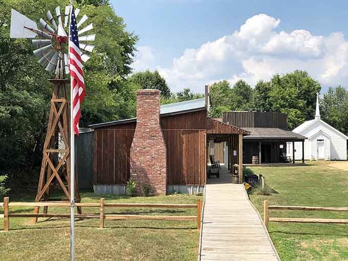 That windmill isn't just for show, it's your first clue you've left modern Kentucky behind.