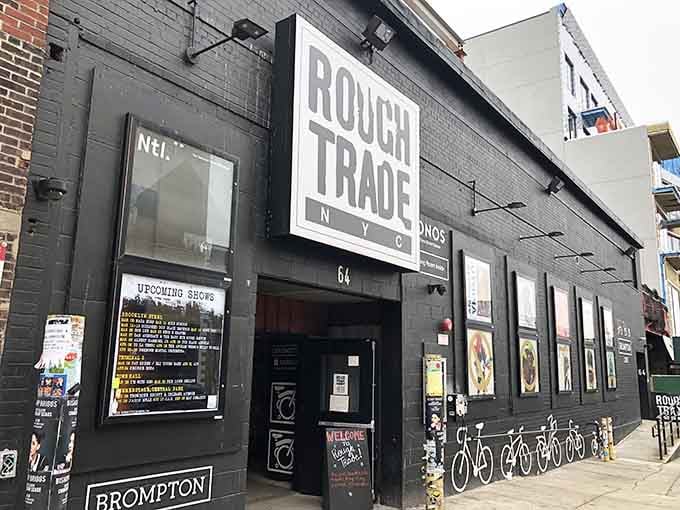 That storefront promises vinyl adventures and delivers on every square inch of its industrial-cool exterior.