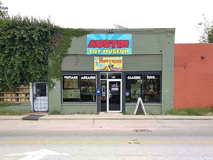 That colorful storefront is your portal to decades of nostalgia, where childhood memories await rediscovery.