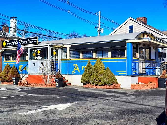 That blue and white exterior isn't just paint; it's a promise of pancakes and simpler times ahead.