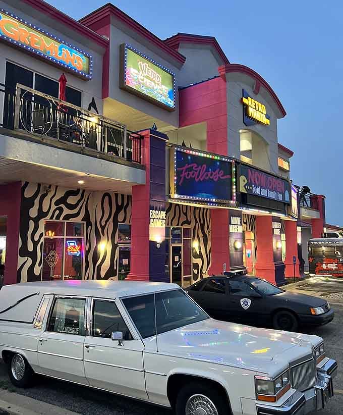 That neon glow promises your childhood is waiting inside, probably next to Darth Vader and your dignity.