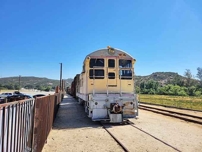 That vintage yellow and cream locomotive isn't just sitting pretty, it's your ticket to a slower, sweeter California.