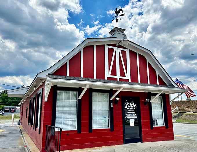 Classic barn architecture meets modern breakfast excellence, proving that sometimes the best restaurants come in the most unexpected packages.