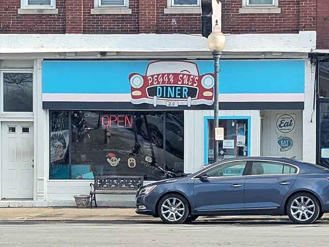 That turquoise and pink exterior isn't just decoration, it's a promise of breakfast happiness waiting inside.