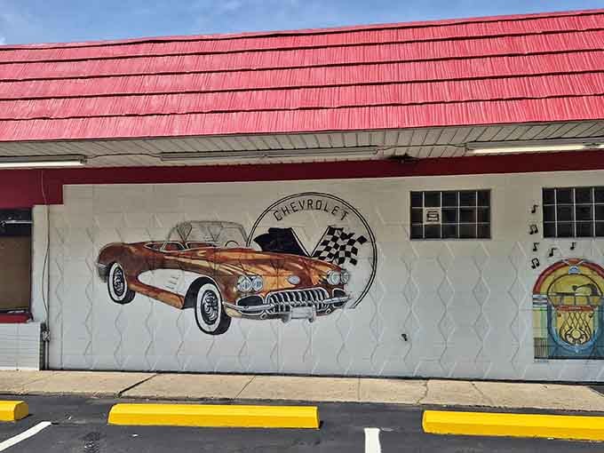 That classic Corvette mural and red roof announce you've found breakfast heaven in Indianapolis.