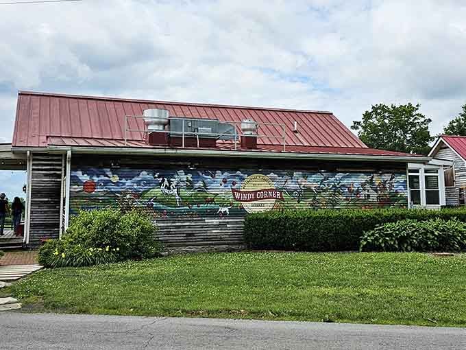That colorful mural and red roof aren't just decoration&mdash;they're a beacon calling you to breakfast paradise.