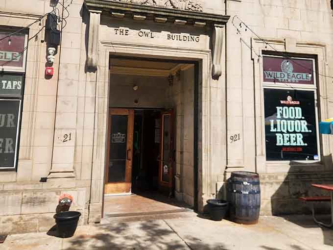 The Owl Building's classic facade promises something special behind those doors, and boy, does it deliver on that promise.