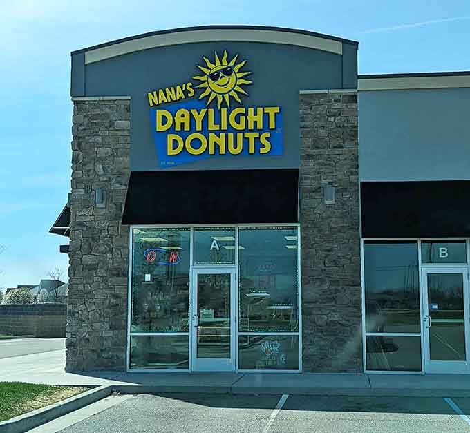 That cheerful sun logo isn't just decoration, it's a promise that happiness awaits inside those glass doors.