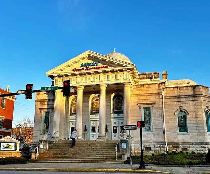 That neoclassical facade isn't a church building, it's where your taste buds are about to get rich beyond measure.