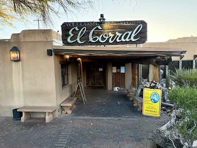 That rustic wooden sign isn't just decoration, it's a beacon calling carnivores home to their happy place.