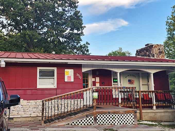 That red exterior isn't just charming&mdash;it's your beacon to some of the best pizza in the Ozarks.