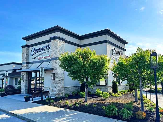 The exterior promises serious steaks and seafood, and unlike most promises, this one actually delivers every single time.