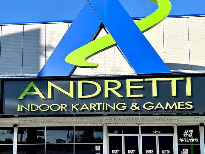 That bold blue and green logo isn't just eye-catching&mdash;it's your beacon to indoor entertainment paradise in Marietta.