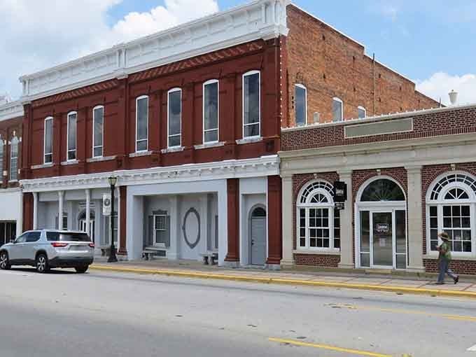 Classic brick storefronts line Main Street like a postcard from Georgia's golden era of small-town charm.