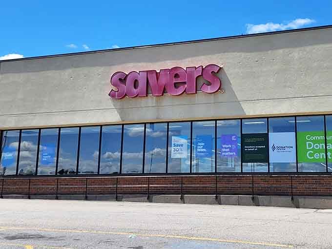 That distinctive red signage beckons bargain hunters like a lighthouse guides ships to shore, promising treasures within.