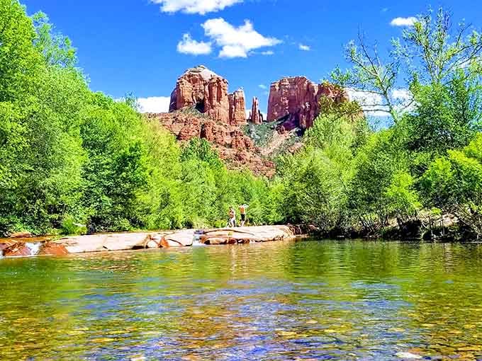 Cathedral Rock standing guard over your swimming hole beats any country club view, and the membership fee is just a hike.