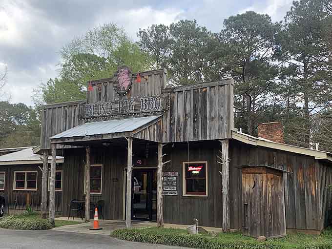 That weathered wood exterior isn't trying to be rustic, it just is, and that's the whole point.