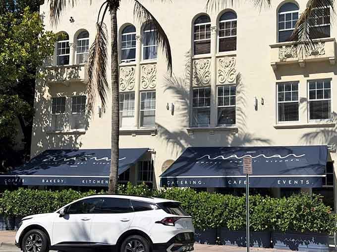 When a bakery needs this much greenery to frame its entrance, you know they're hiding something delicious behind those windows.