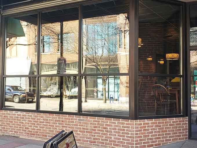 Classic brick meets modern comfort at this Stevens Point gem where breakfast lovers gather like pilgrims.