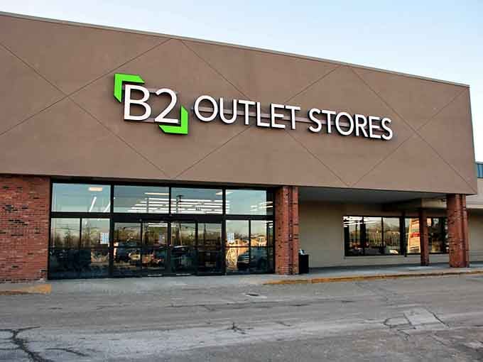 That bright green logo against brick and glass promises savings so good, you'll think they made a pricing mistake.