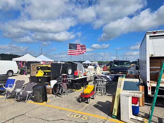 Under blue skies and Old Glory, vendors transform parking lots into sprawling marketplaces of endless possibility.