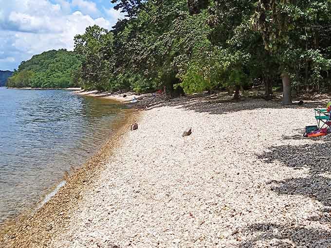 This stretch of pebbled shoreline proves Kentucky knows how to do beaches without the ocean's attitude.