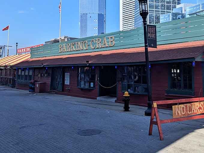 That red-and-green exterior isn't trying to win architecture awards, and that's exactly why it works perfectly.