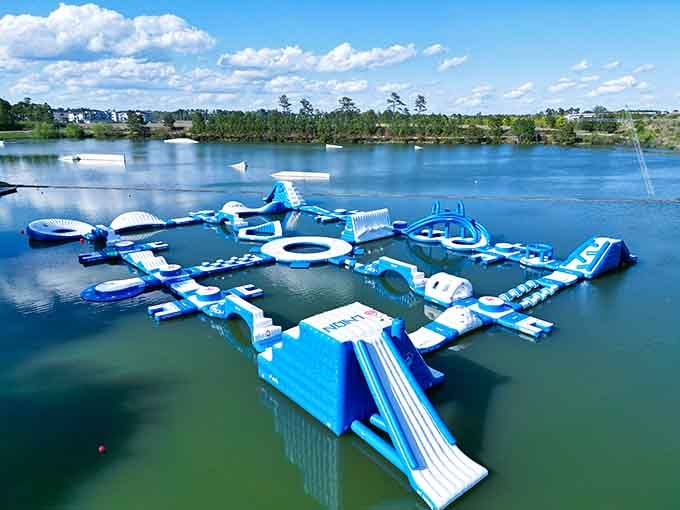 This floating playground looks like someone's childhood dream got a serious upgrade and a budget increase.