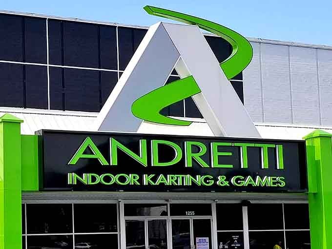 That bold white and green logo isn't just eye-catching—it's your beacon to indoor entertainment paradise in Marietta.