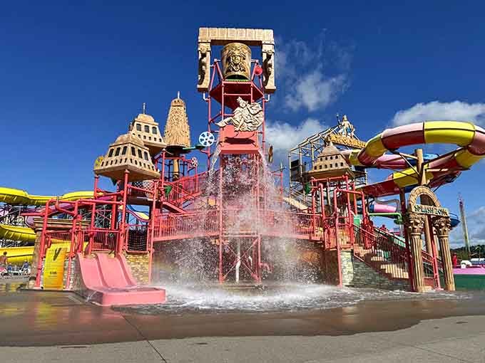 When ancient Greece meets modern water parks, you get this glorious splash-filled temple of summer joy.