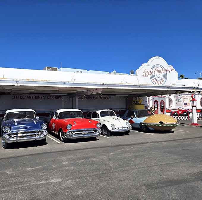Classic cars parked outside signal you've arrived somewhere special, where nostalgia meets outstanding milkshakes.