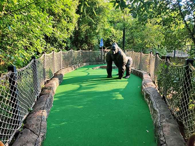 When a life-sized gorilla blocks your path to par, you know you're not at your average suburban mini golf course.