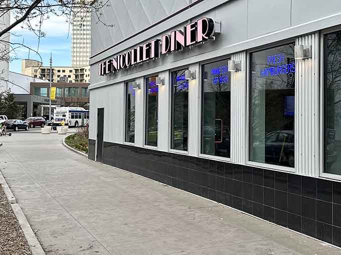 That gleaming retro facade isn't just pretty, it's a beacon calling hungry souls to breakfast salvation.