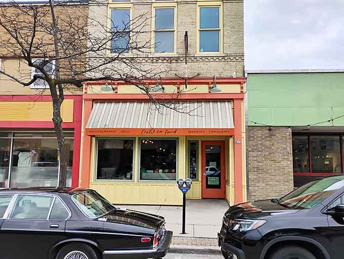 That cheerful coral and cream exterior is like a beacon calling you to breakfast bliss in downtown Sheboygan.