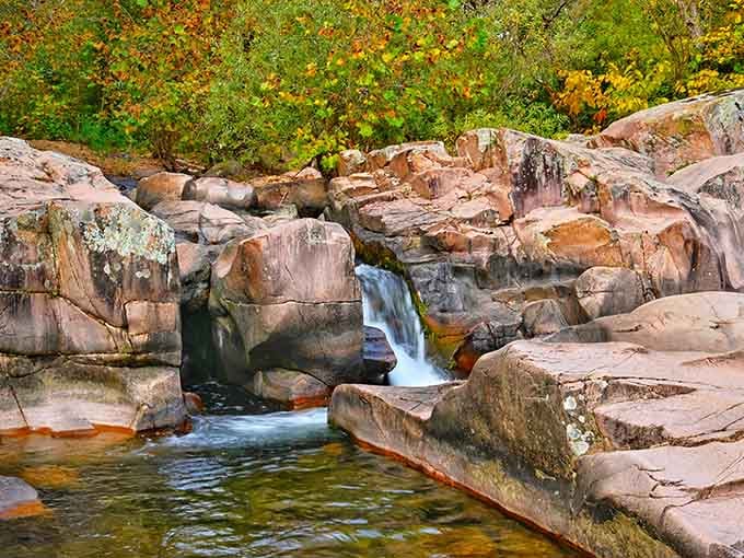 Ancient volcanic rock meets crystal-clear water in a geological masterpiece that's been 1.5 billion years in the making.